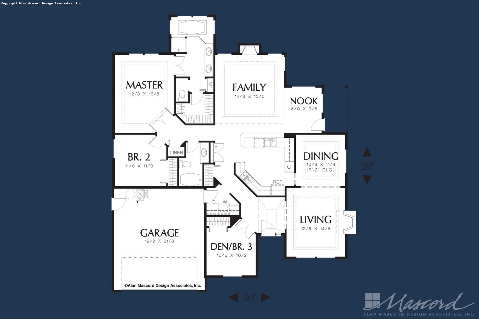 Ranch House Plan 1129 The Martin: 1865 Sqft, 3 Beds, 2 Baths