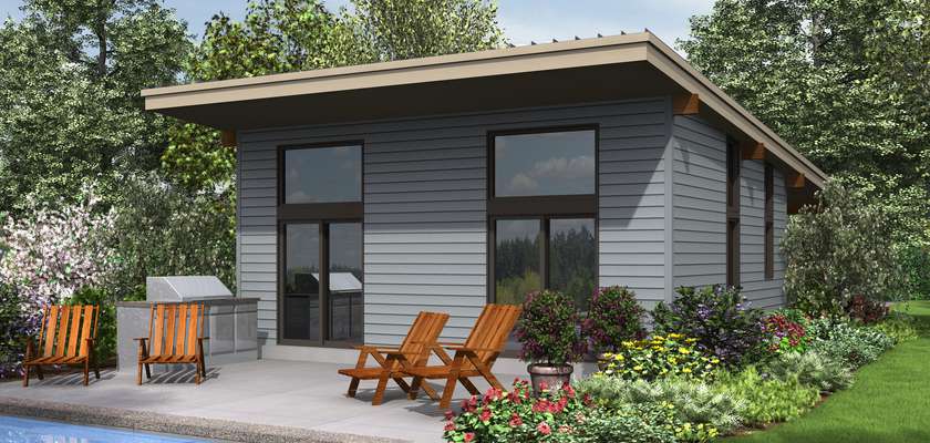 Contemporary House Plan 1175 The Perrydale: 780 Sqft, 2 Beds, 1 Baths