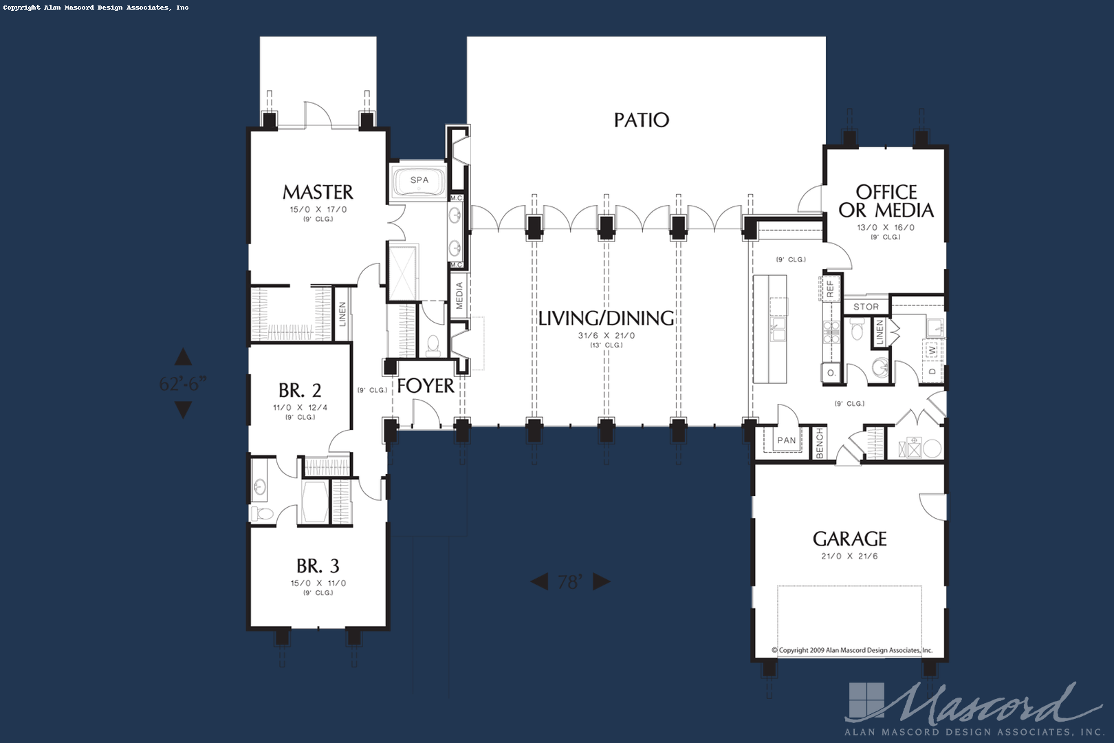 Contemporary House Plan 1240 The Hampton: 2557 Sqft, 3 Beds, 2.1 Baths